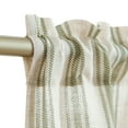 Curtainking Striped Linen Curtains, Semi-Sheer Green on Beige, 26x24 ...