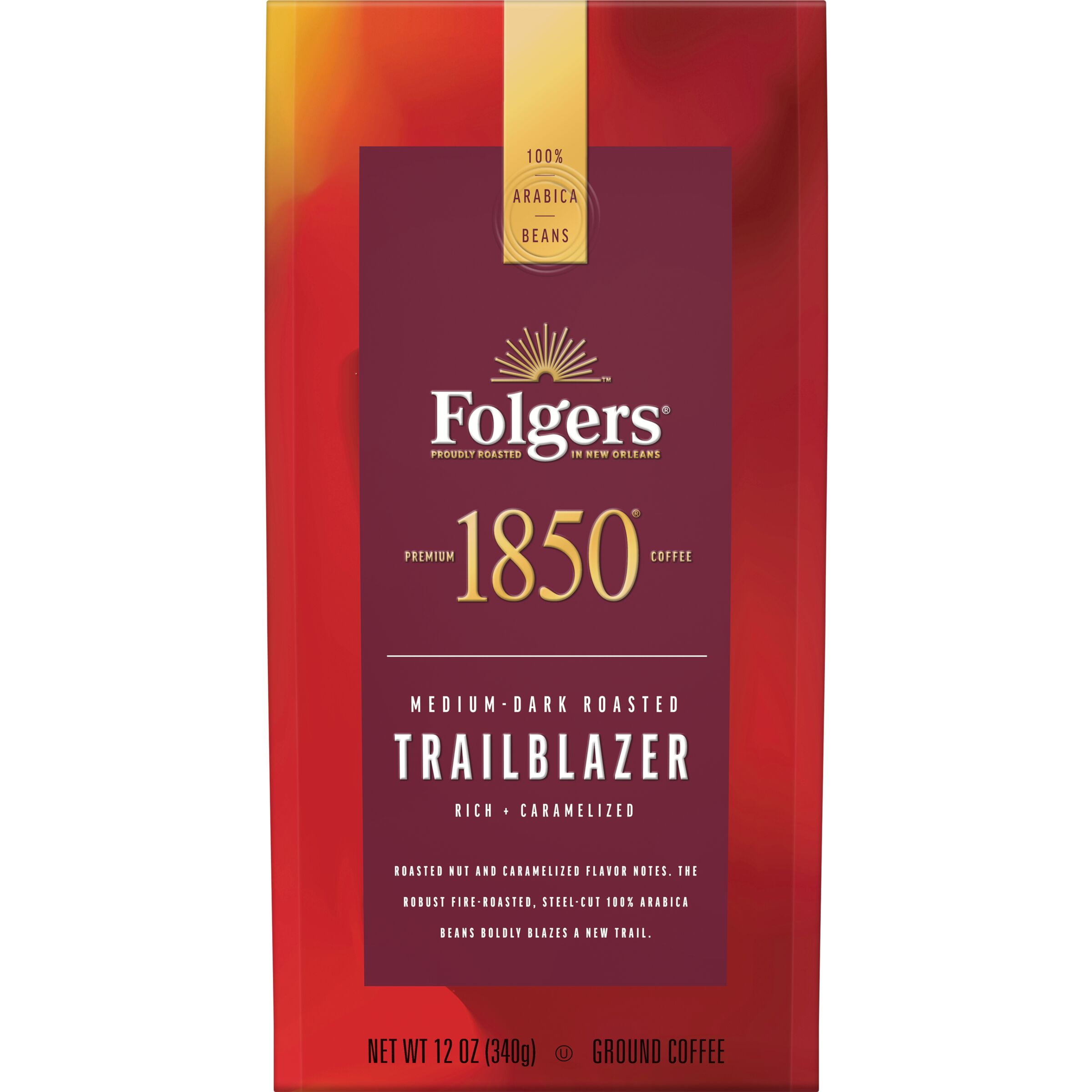 1850 Trailblazer Coffee, Medium-Dark Roast Ground Coffee, 12 oz ...