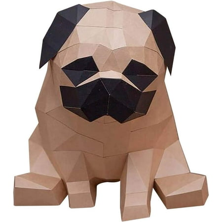 Lepai 3D Pug Paper Sculpture, Pre-Cut DIY Paper Craft Kit, Handmade ...