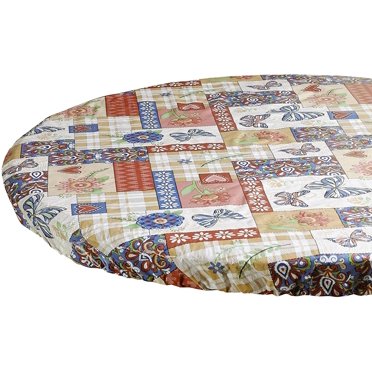 Carnation Home Fashions White 48 Inch Round Fitted Vinyl Tablecloth ...