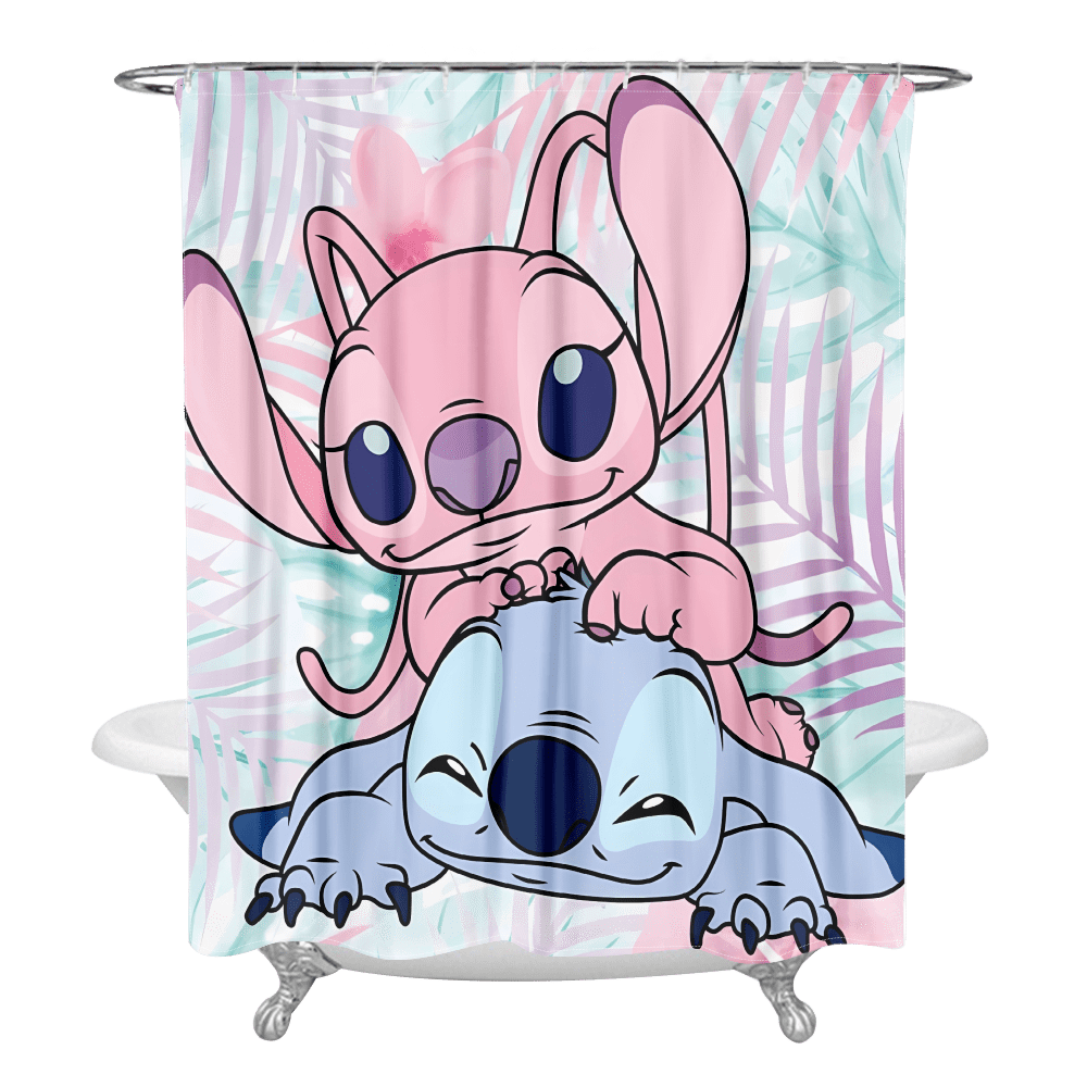 Lilo And Stitch Cartoon Cute Shower Curtains Bathroom Decoration With
