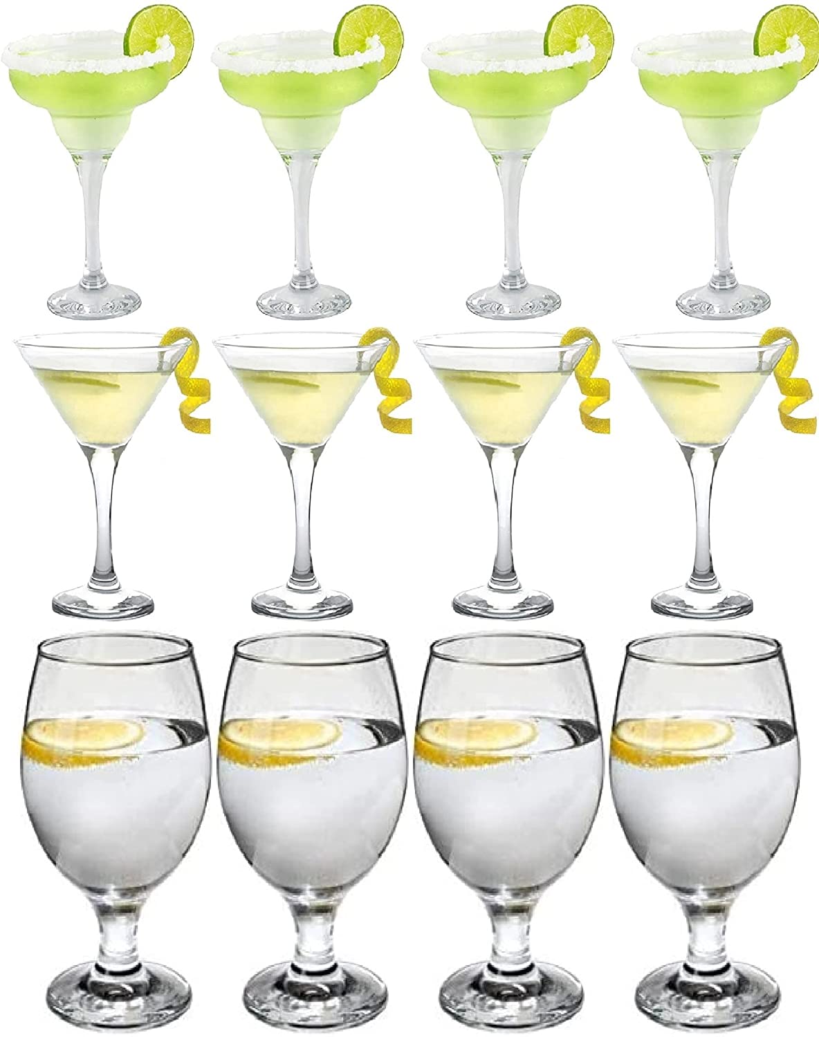 Epure Milano Collection Glass Drinkware Set (Margarita Glass/Martini ...
