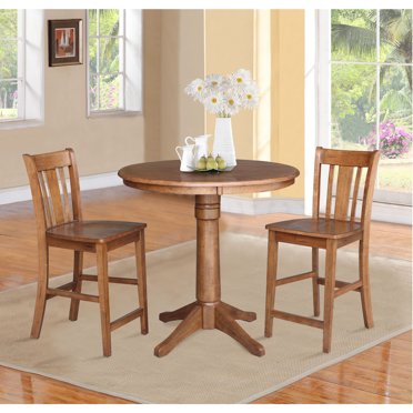 36" Round Counter Height Table with 2 X-back Stools in White - 3 Piece ...