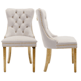Set of 6 Velvet Dining Chairs with Back Ring Pull, Nailhead Trim ...