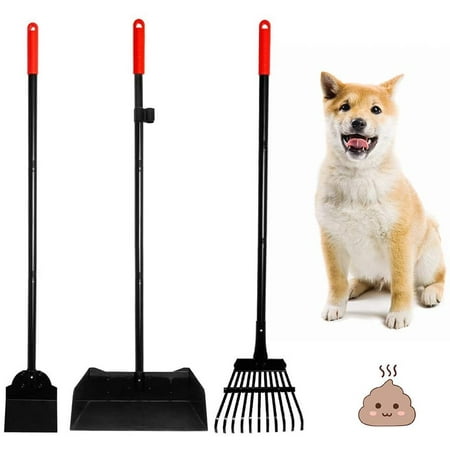 Dogs Poop Scooper 37.4 Inches Pet Poop Tray, Rake and Spade Set with ...