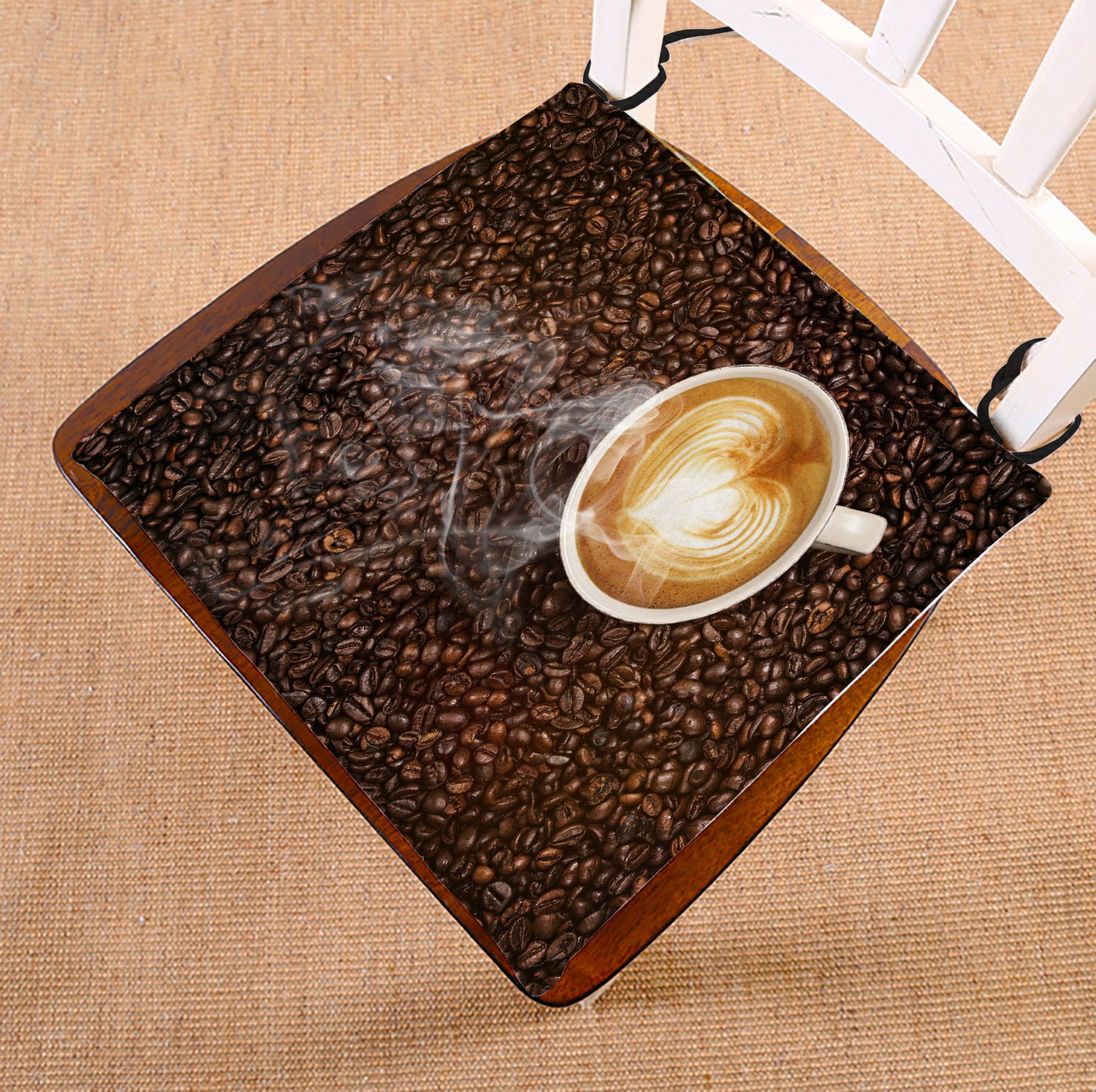 PHFZK European Classical Chair Pad, Coffee and Coffee Beans Seat ...