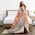 Carpet Pattern Throw Blanket Boho Style Ethnic Design Orange Blue Soft ...