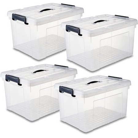 4 Pack 70 Qt Latch Box Plastic Totes Clear Storage Containers Bin ...
