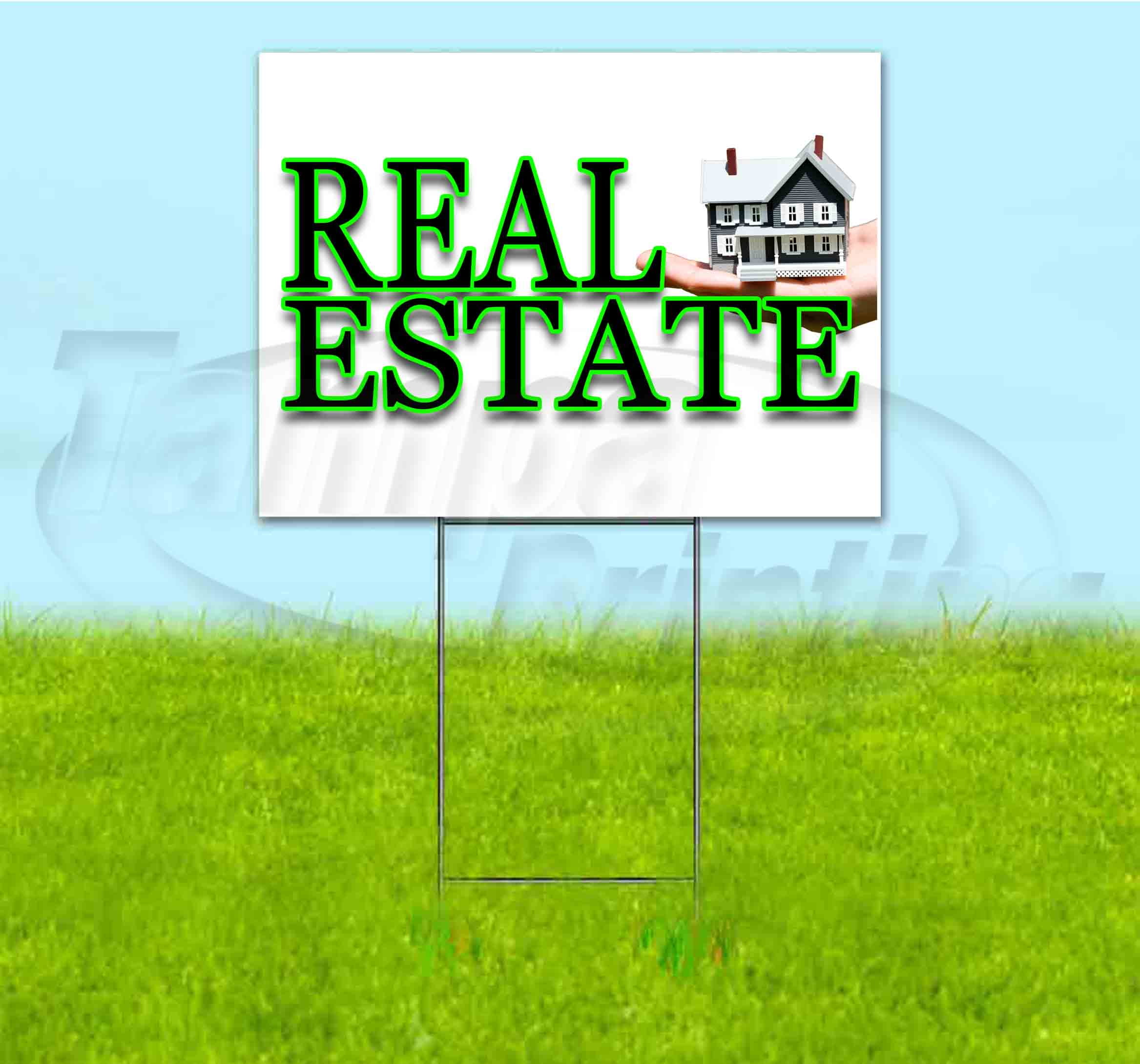 Real Estate (18" x 24") Yard Sign, Includes Metal Step Stake - Walmart.com