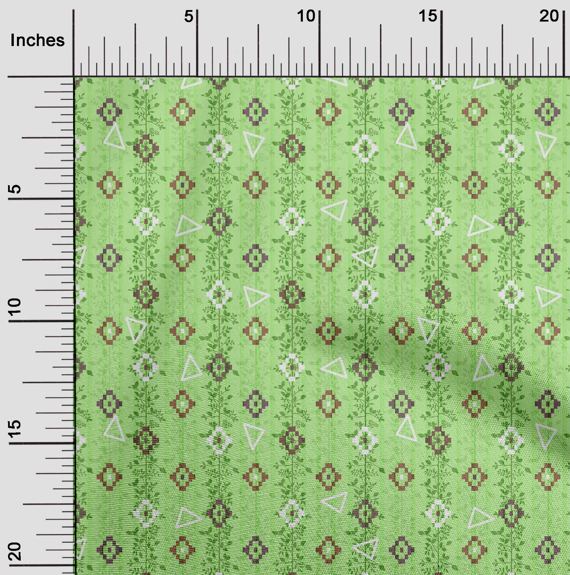 oneOone Silk Tabby Sulu Green Fabric Triangle Geometric Dress Material ...