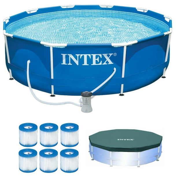 Intex Metal Frame Pool Set with Cover & Type H Filter Cartridge (6 pack ...
