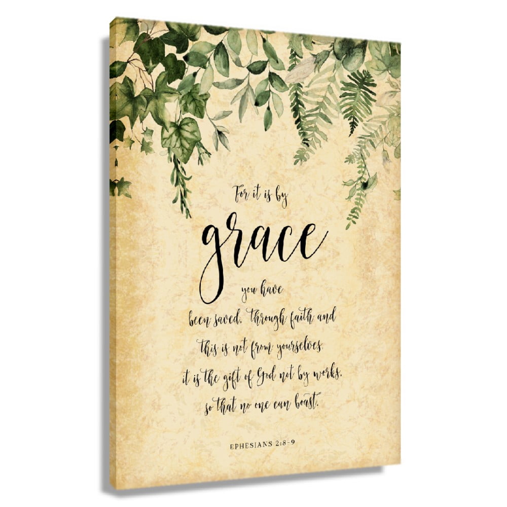 Leaves Wall Art Ephesians 2 8-9 Wall Art Bible Verse Poster For Bedroom ...