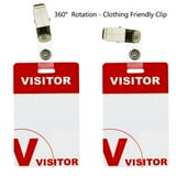 10 Pack - Heavy Duty Visitor Badges with Clips - Reusable & Re-Writable ...