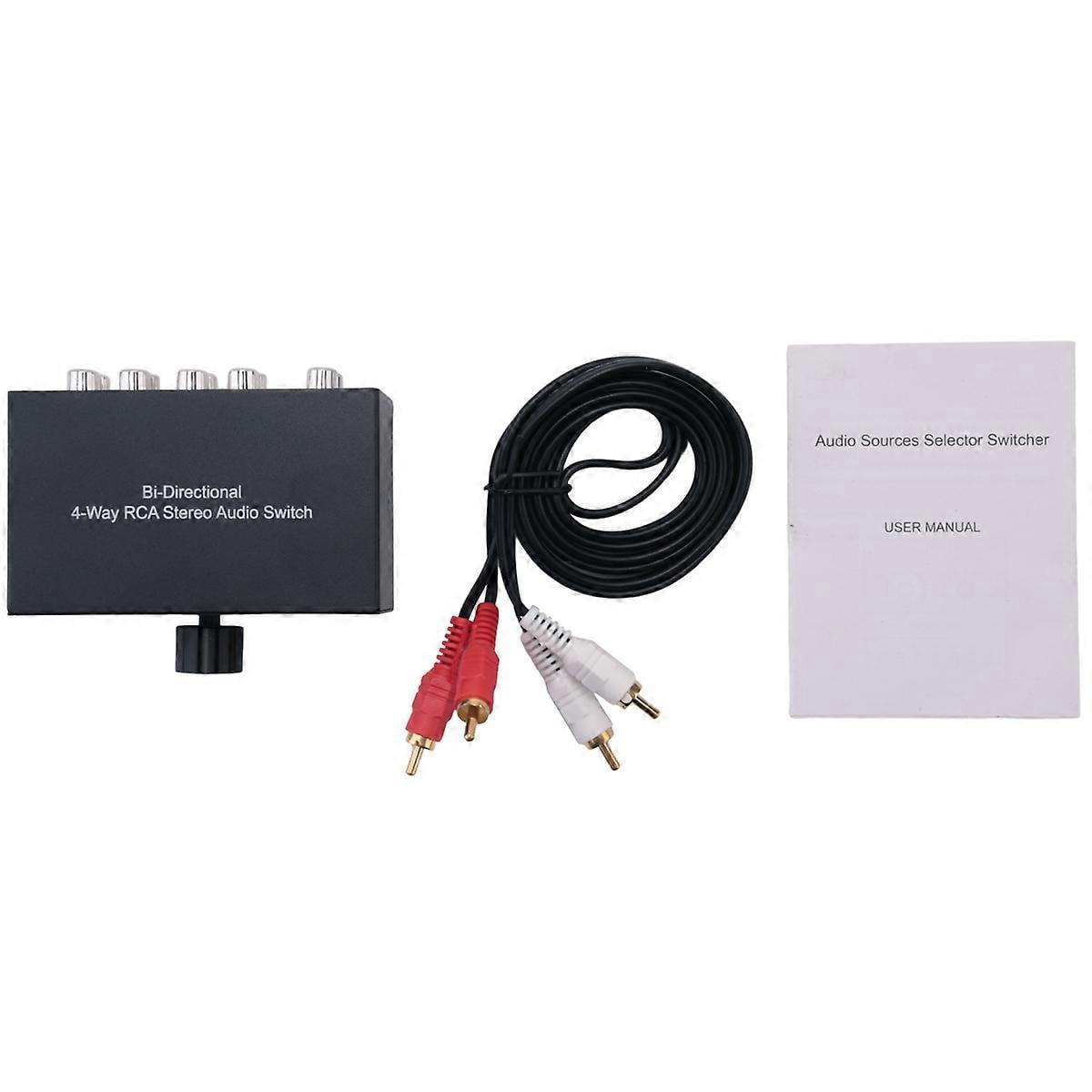 4 Way Bi-Directional RCA Stereo Audio Switch 1 in 4 Out or 4 in 1 Out L ...