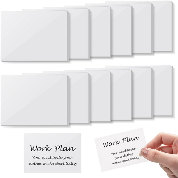 12 Packs 600 Pieces Transparent Sticky Notes Waterproof Clear ...