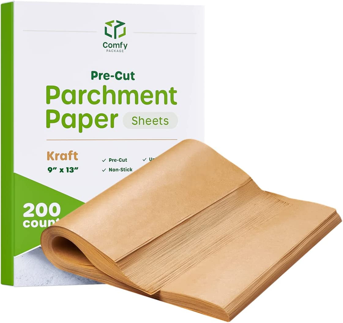 Comfy Package 9x13in Kraft Unbleached Parchment Paper Sheets Baking ...