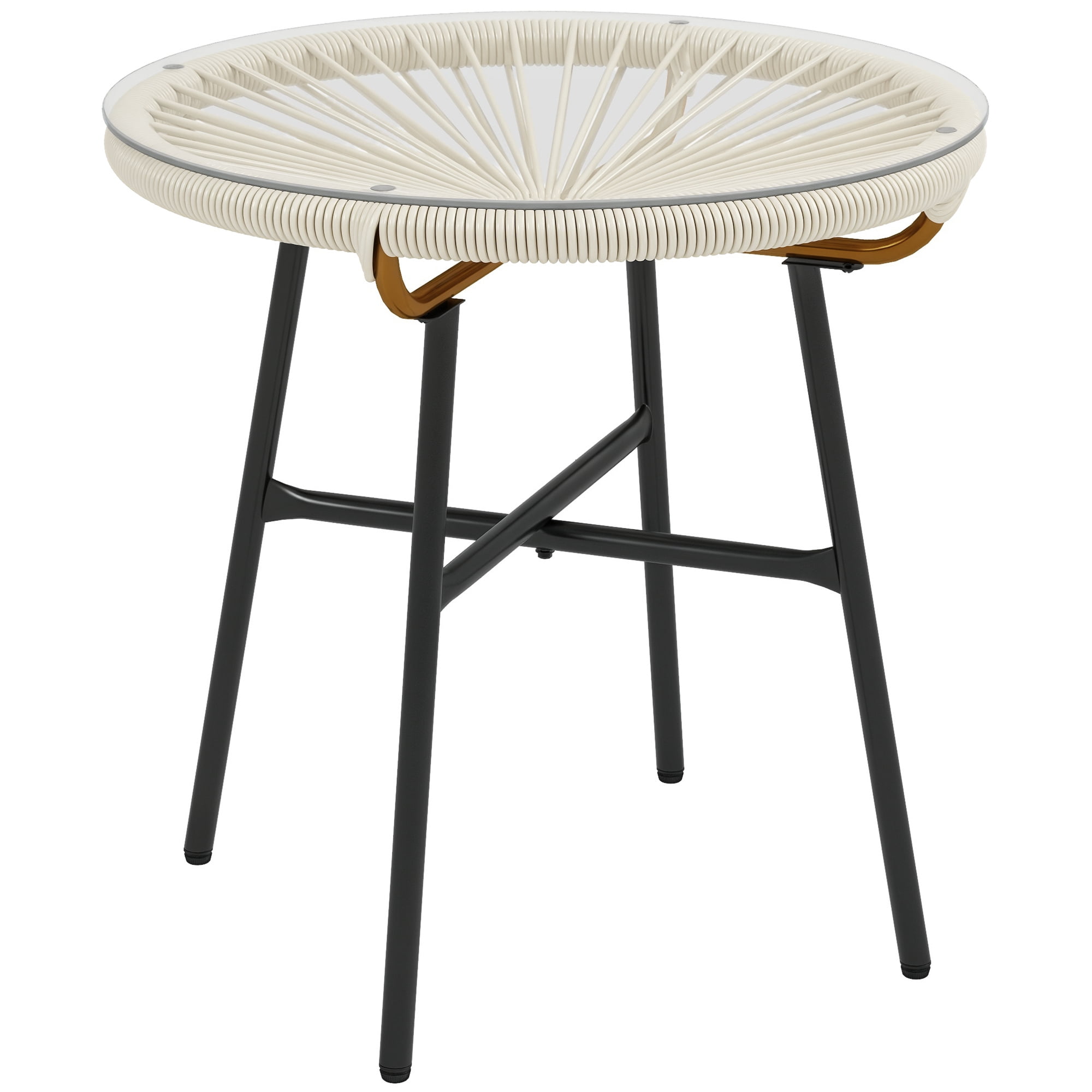 Click here for Outsunny Rattan Side Table W/ Pe Rattan And Temper... prices