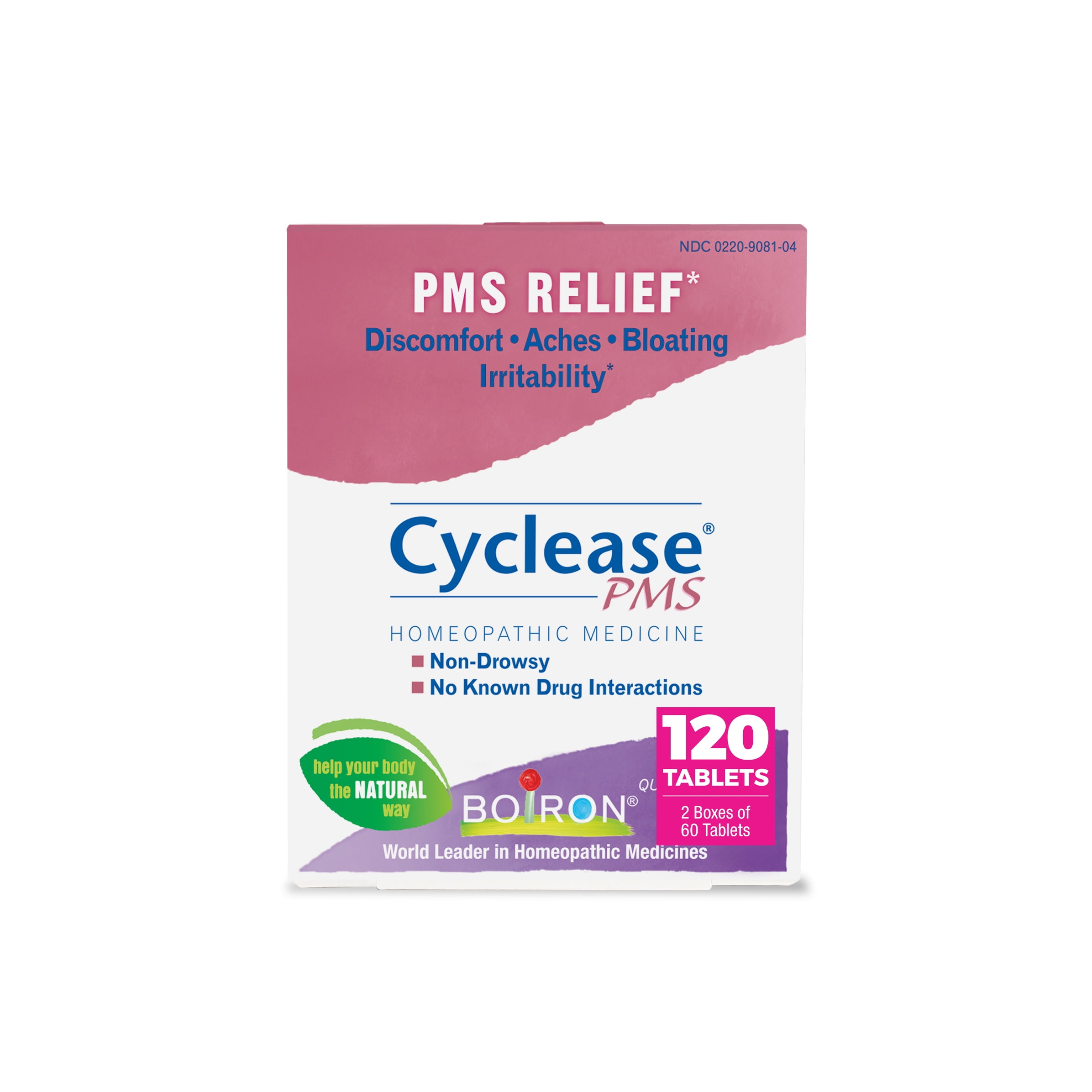Boiron Cyclease PMS Tablets, Homeopathic Medicine for PMS Relief ...