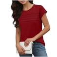 Antinious Women Round Neck Short Sleeve Chest Ruched Loose Leisure Tops ...