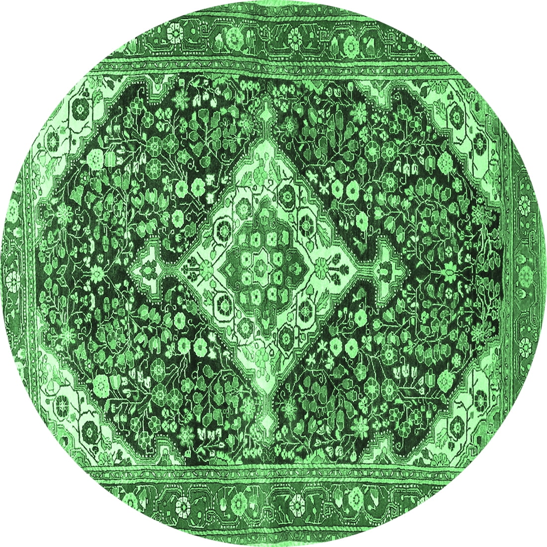 Ahgly Company Indoor Round Medallion Emerald Green Traditional Area ...