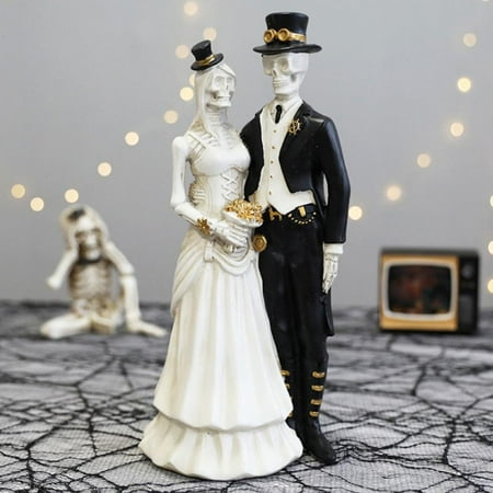 Horror Skeleton Statue Bride and Groom Horror Skeleton Couple Statue ...