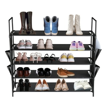 Simplify 10-Tier 50 Pair Shoe Organizer Rack in Black Finish - Walmart.com