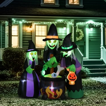 Joyfy 6 ft Halloween Inflatable Outdoor Witches Cauldron Pot Large ...