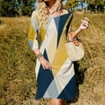 Abstract Geometric Yellow Blue Art Sweetheart Knot Flared Dress Fashion ...