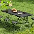 48 Inch Folding Table with Carry Handle, Portable Heavy Duty Plastic ...