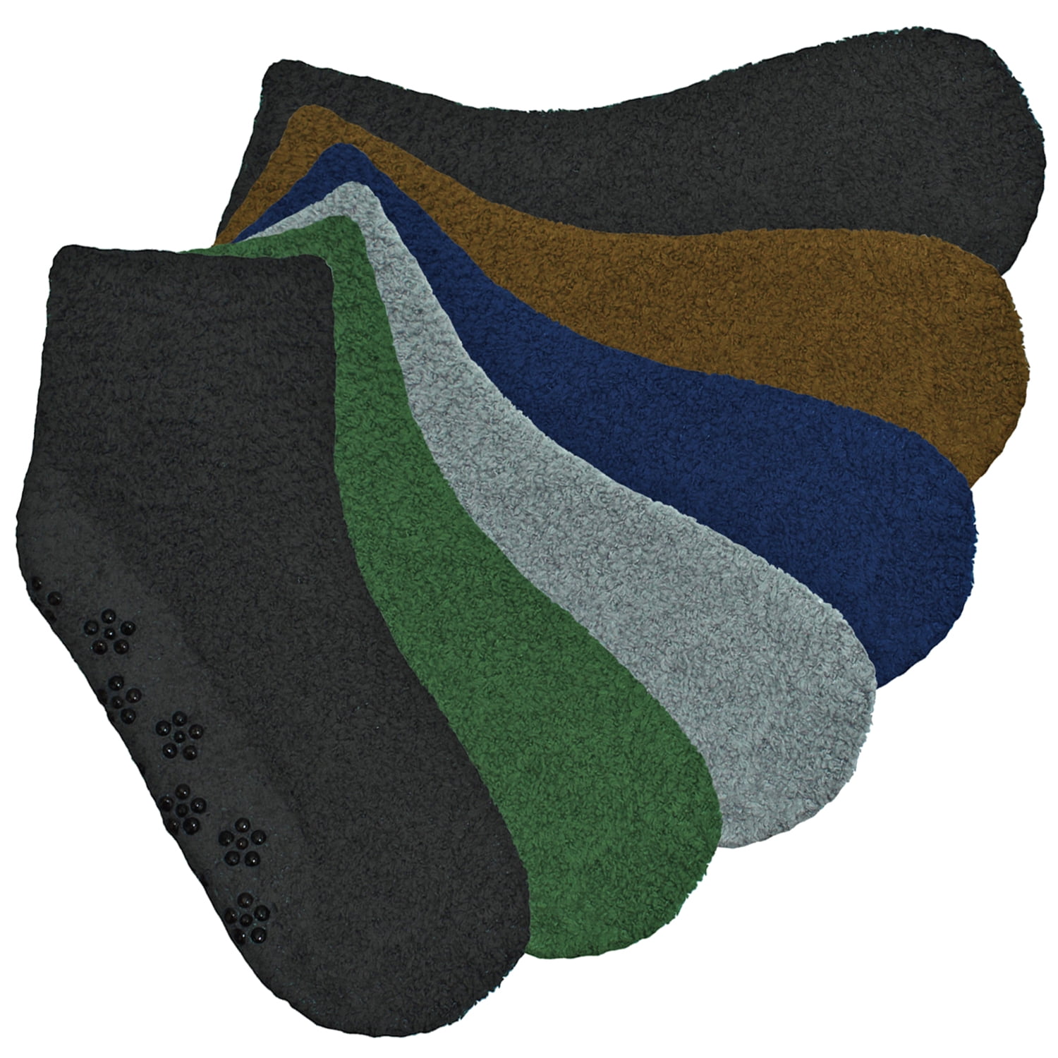 Luxury Divas - Dark Colors Non Skid 6 Pack Non Slip Fuzzy Socks For ...
