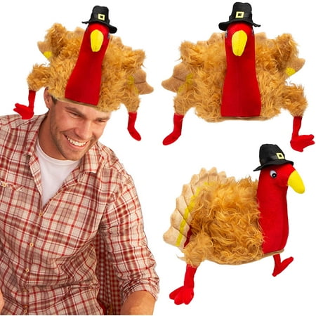 KSCD , 3 Pack, Plush Turkey Hats for Thanksgiving, Turkey Trot, Pilgrim ...