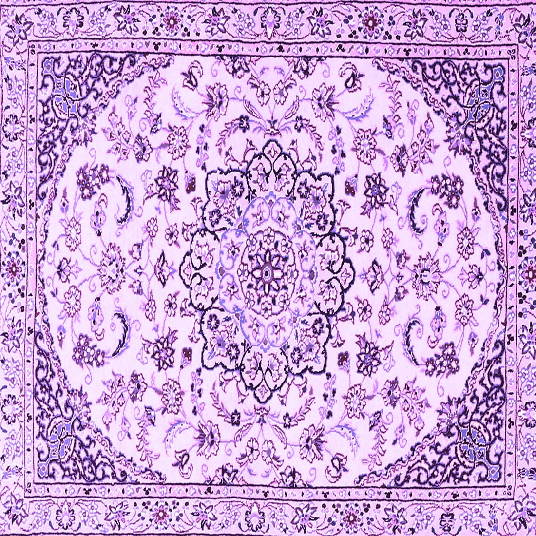 Ahgly Company Indoor Square Medallion Purple Traditional Area Rugs, 4 ...