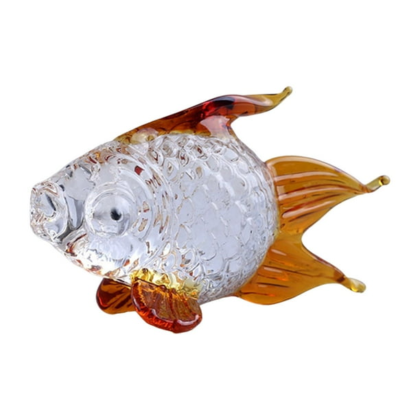 Glass Goldfish Figurine Tabletop Decor Animal Sculpture Statue ...