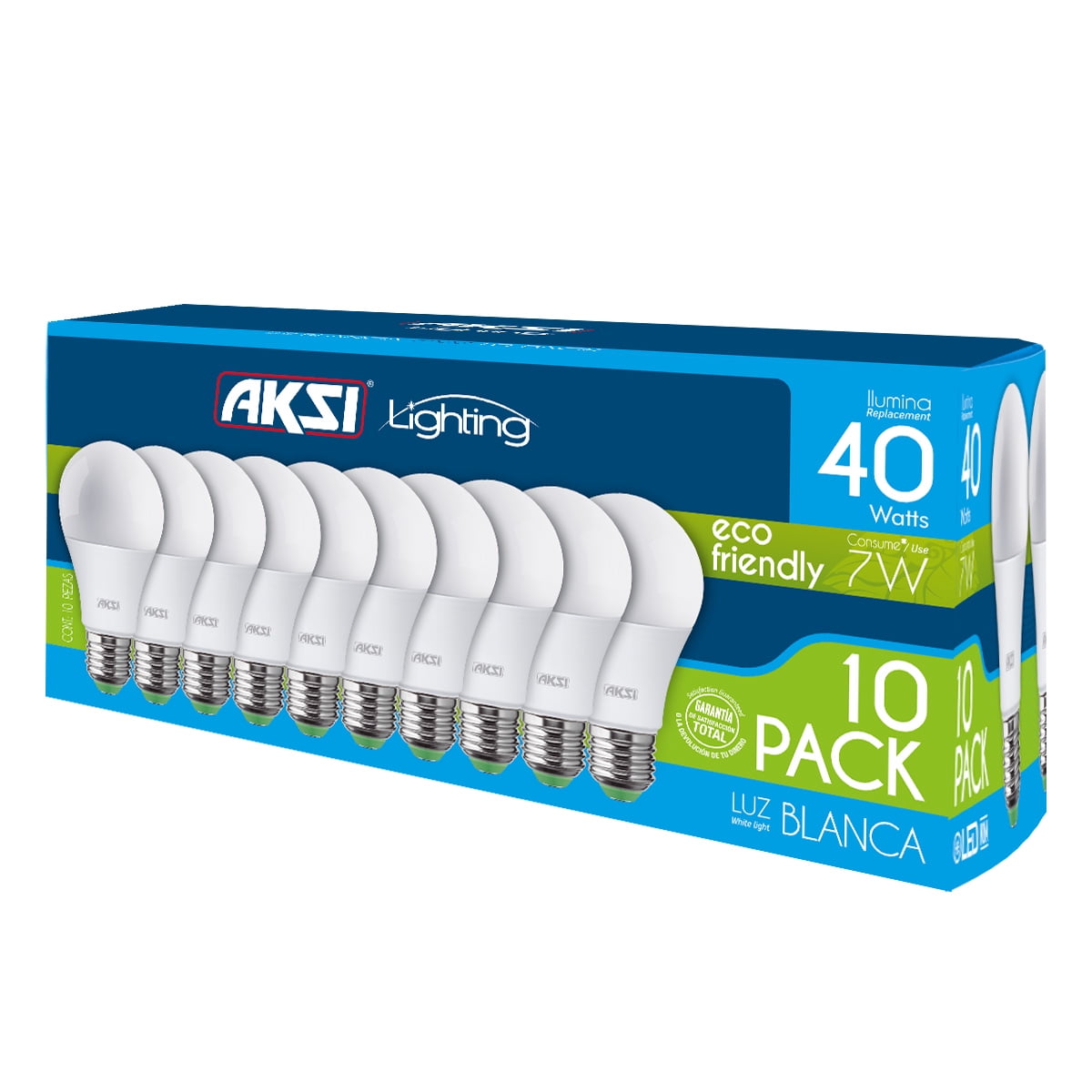 Pack 10 Focos LED A19 Eco AKSI 7W Luz Blanca Base E27 | Walmart en línea