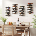 6-Tier Wall-Mounted Wine Rack in Rustic Brown and Black, Metal and Wood ...