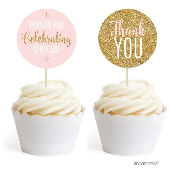 Signature Blush Pink, White, Gold Glittering Party Collection, Round ...