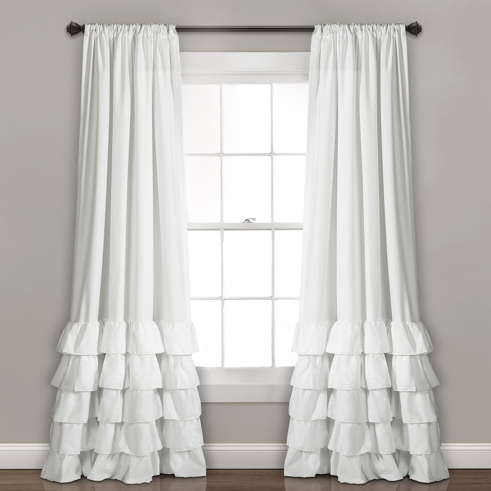Lush Decor Allison Ruffle Window Panels - White - 84 x 40 - Walmart.com