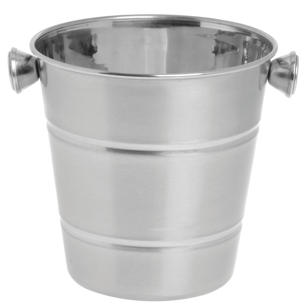 HUBERT Ice Bucket With Knob Handles 1.6 qt Grooved Stainless Steel ...