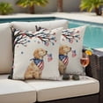 4th of July Golden Dog Outdoor Waterproof Throw Pillow Covers 16x16 Set ...