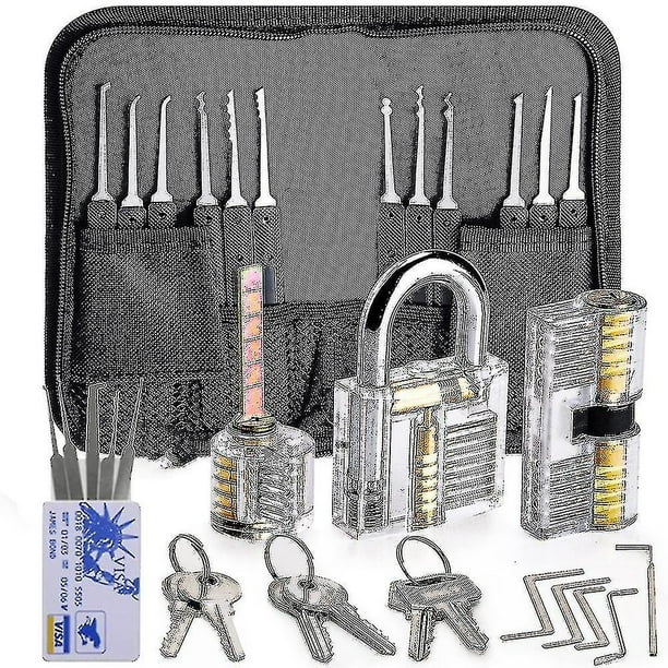 30-piece Lock Picking Set, Lock Pick Set With 3 Transparent Training Locks And Instructions ...