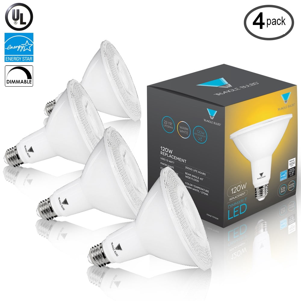 Triangle Bulbs LED Bulbs (Pack Of 4) 15-Watt (120-Watt) PAR38 LED Flood ...