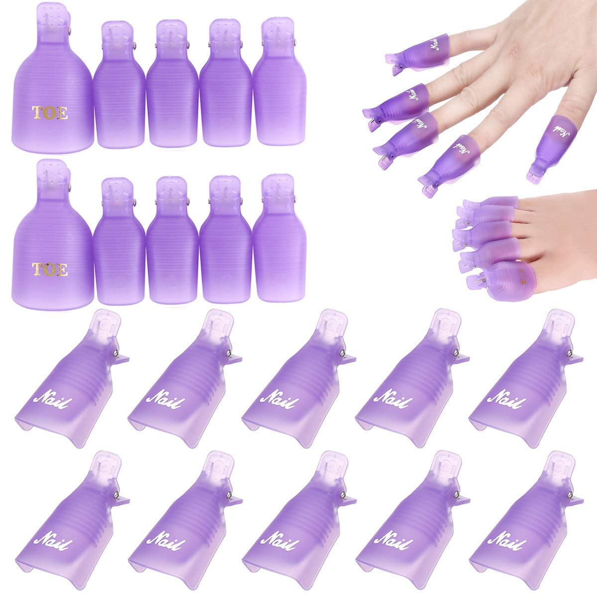20 PCS Nail Polish Remover Clips,Toenail and Finger Gel Nail Polish ...