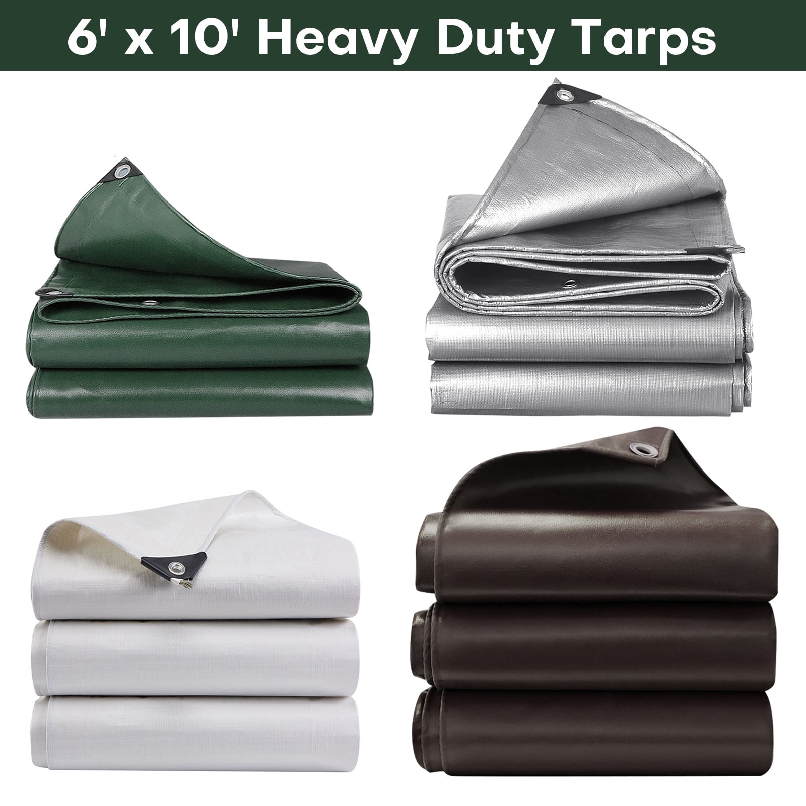 6'x 10' Waterproof Tarp and Cover Tarpaulin with Grommets and ...