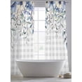 Blue Green Sheer Curtains 2 Panels Set Flowers Eucalyptus Leaves Grey ...