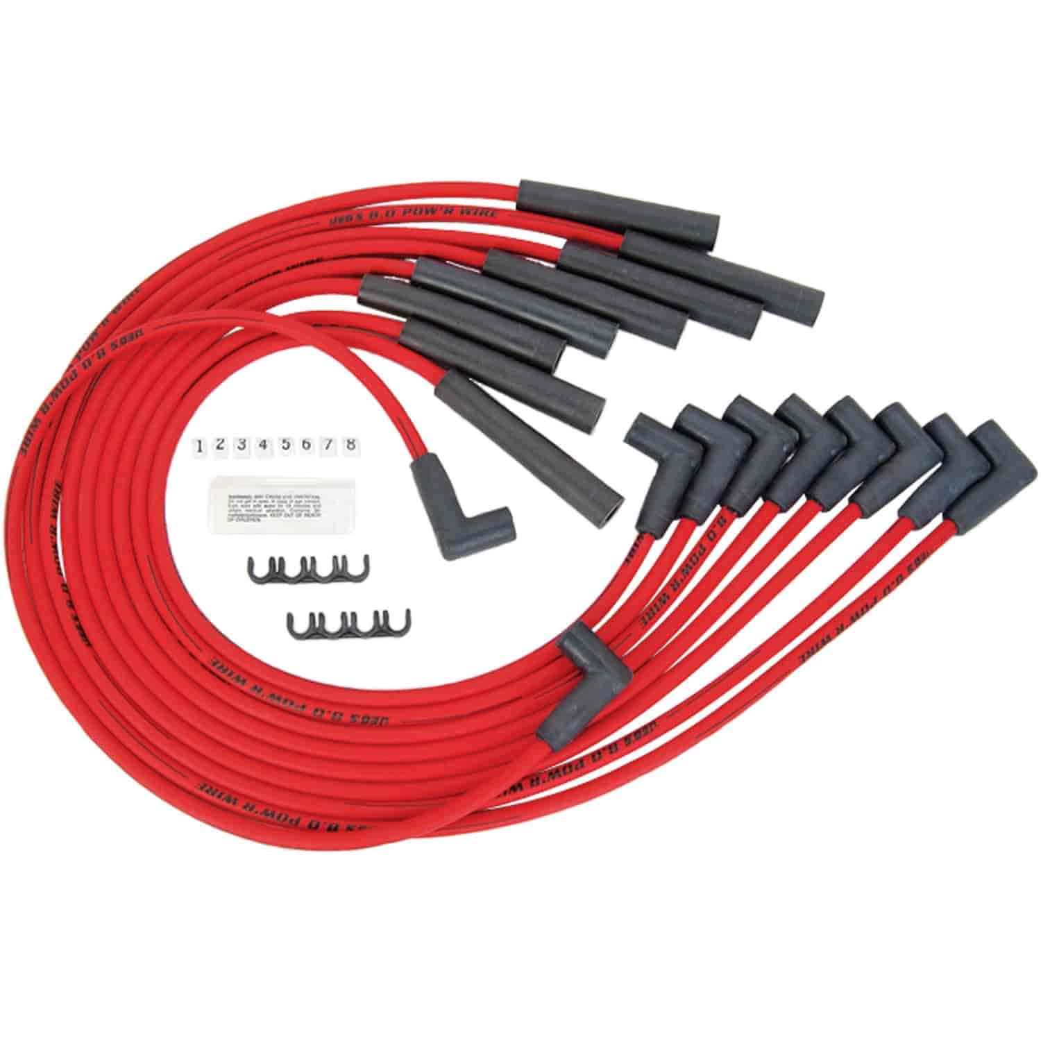 JEGS 40231 8.0mm Red Pow r Wires Ford 351W 351C 390/429/460 with HEI ...