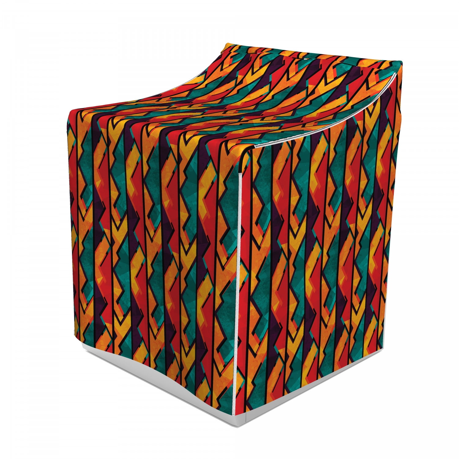 Modern Washer Cover, Geometric Contemporary Art Design Black Bold Zig ...
