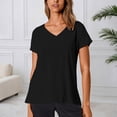 Conzone T Shirts For Women Solid Color Short Sleeve Womens Shirts V ...