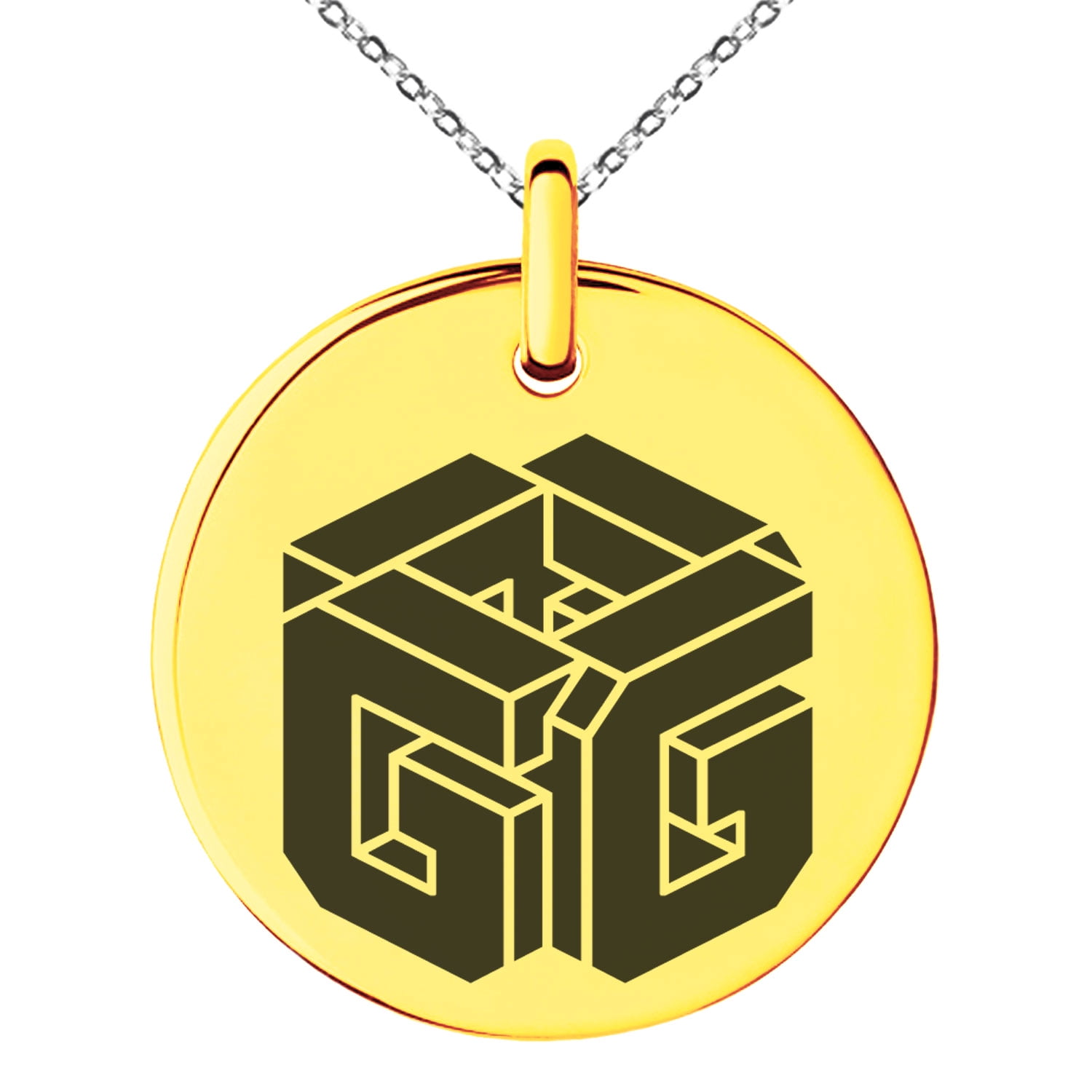 Stainless Steel Letter G Initial 3D Cube Box Monogram Engraved Small ...