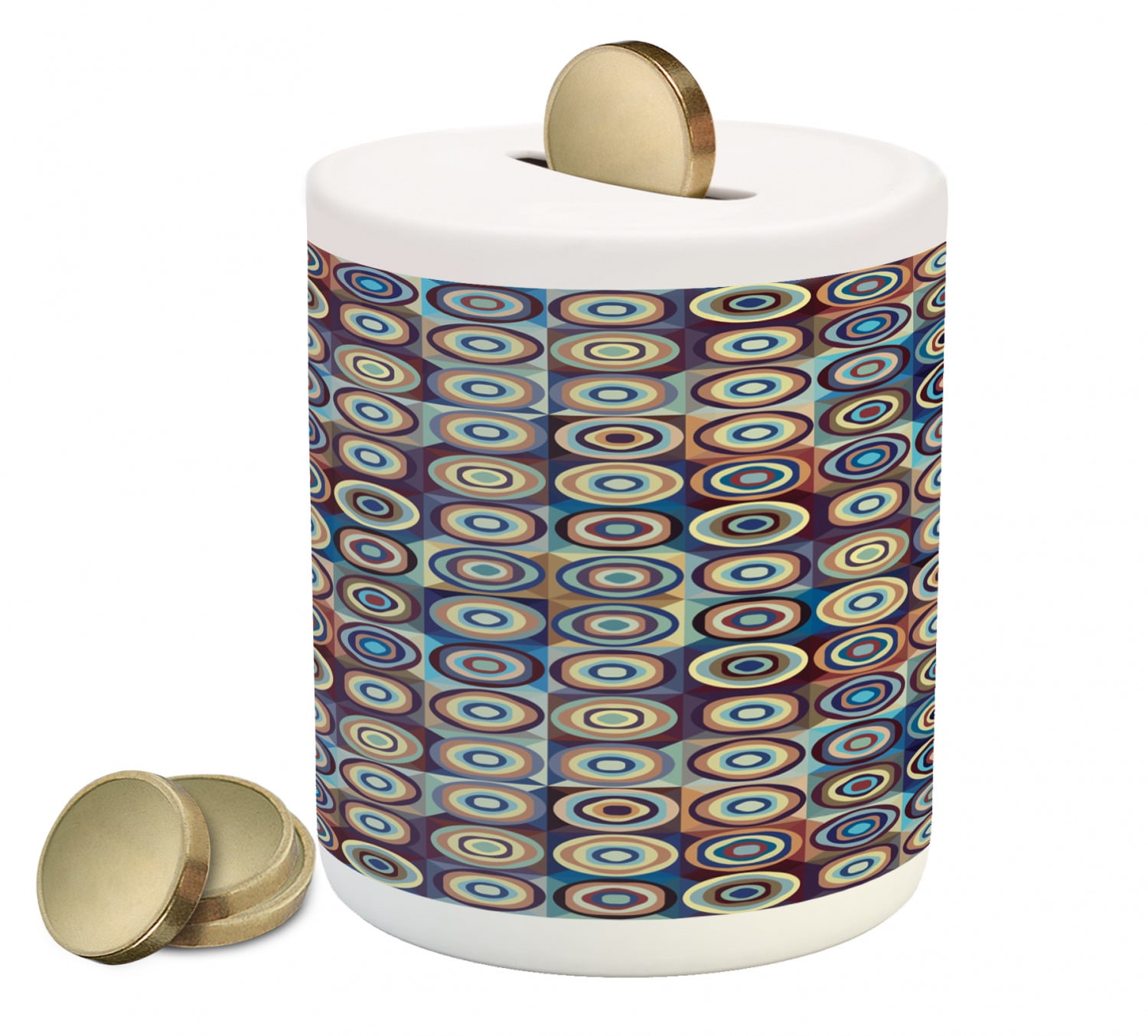 Geometric Piggy Bank, Modern Ring Formed Round Spiral Vortex Circles in ...