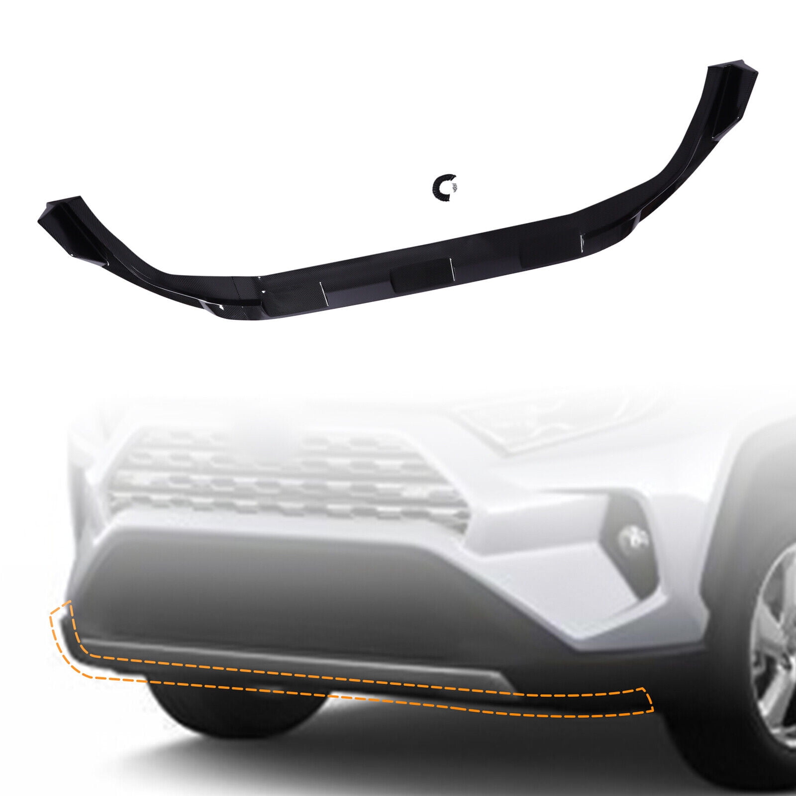 FETCOI Underbody Front Lining Black Bumper Lip Kit For Toyota RAV4 2019 ...